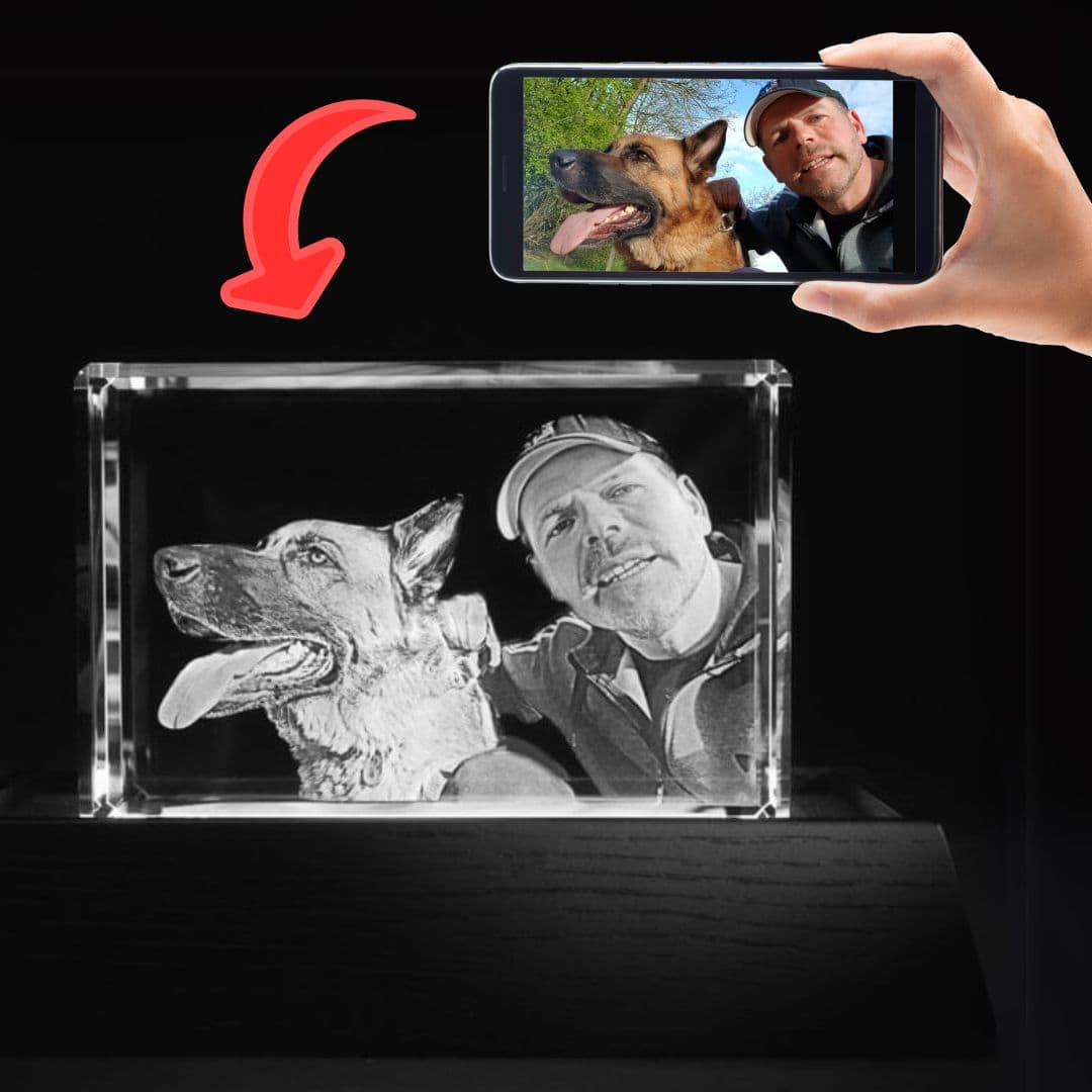 3D Crystal Rectangle Wide, 3D Photo Gifts, Custom Engraving