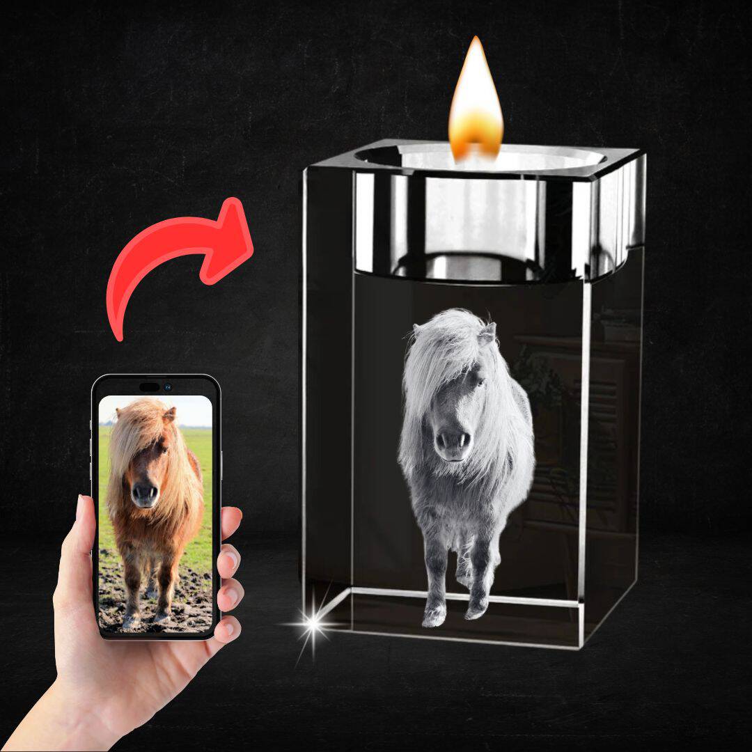 3D Crystal Candle, Personalized 3D Photo Candle Memorial