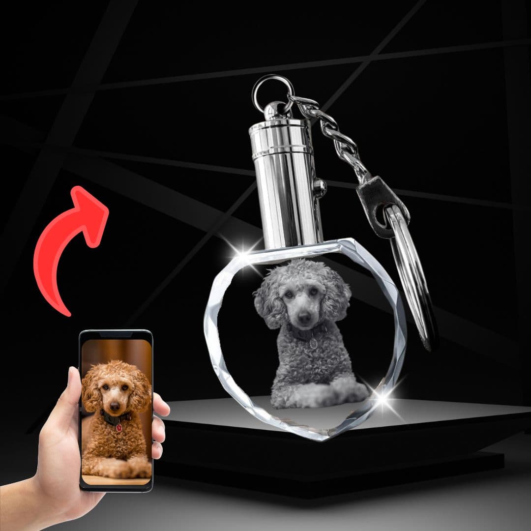 3D Crystal Heart Keychain, 3D Crystal Photo Keychain